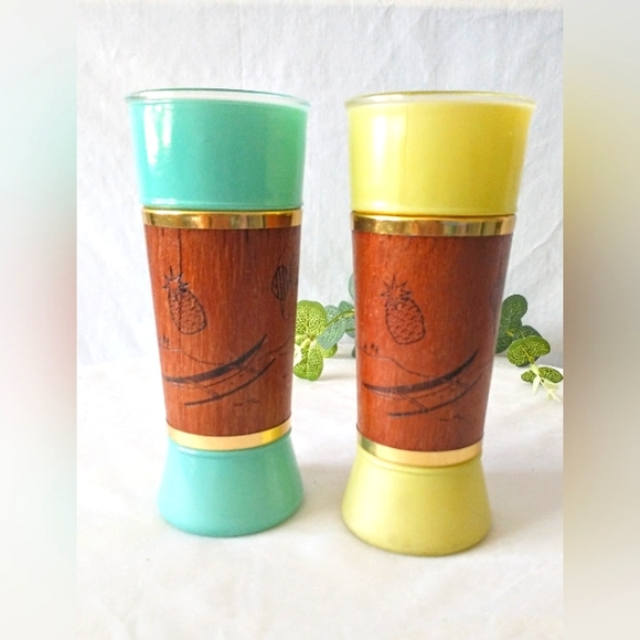 Siesta Ware | Dining | Mcm Siesta Ware Tiki Bar Glass Wood Wrapped Bar ...